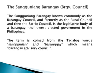 Comparative Local Politics and Administration (The Barangay) | PPTX