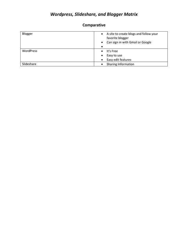 Comparative Matrix Pdf