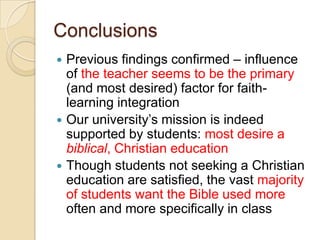 Comparative methods of collegiate, faith learning integration | PPT