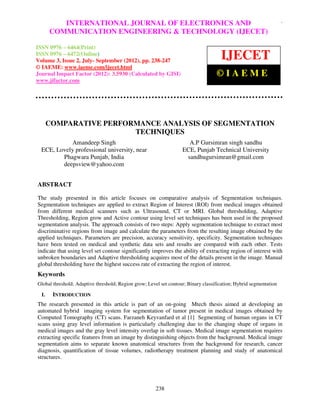 Comparative performance analysis of segmentation techniques | PDF