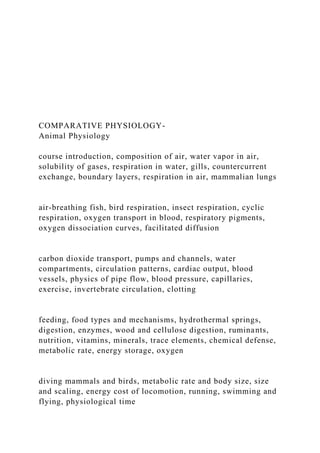 COMPARATIVE PHYSIOLOGY- Animal Physiologycourse .docx