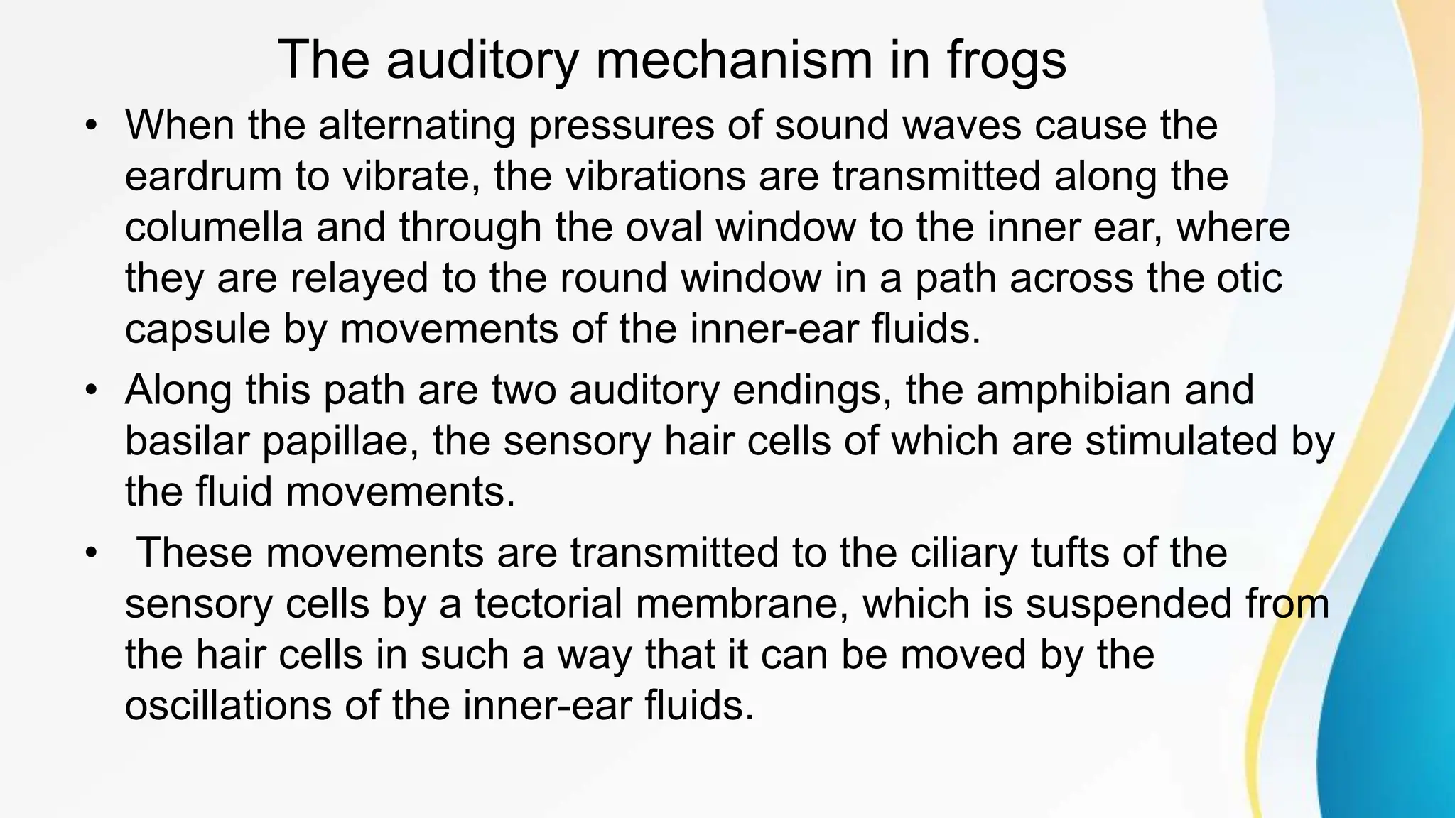 COMPARATIVE PHYSIOLOGY OF THE SENSE OF HEARING IN DIFFERENT ANIMALS.pptx