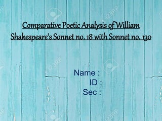 Comparative poetic analysis of william shakespeare's sonnet no 18 and ...