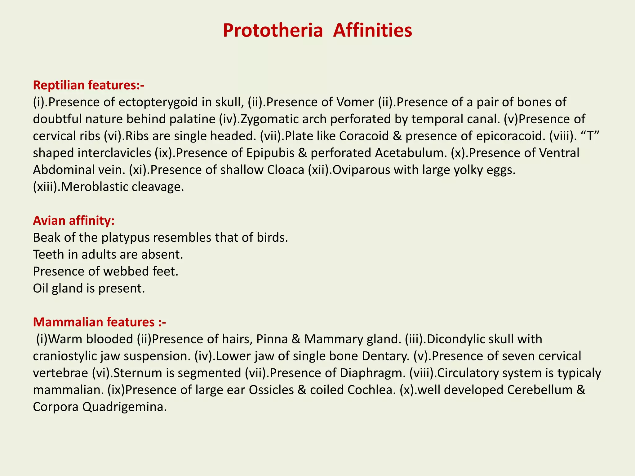 Comparative pro,mete,& eutheria, features of prototheria to eutheria ...
