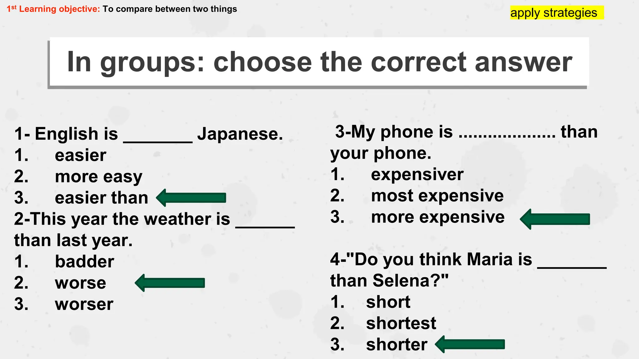 comparative adjectives lesson school students | PPT