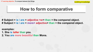 comparative adjectives lesson school students | PPTX
