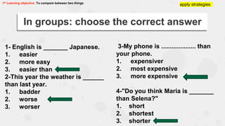 comparative adjectives lesson school students | PPTX