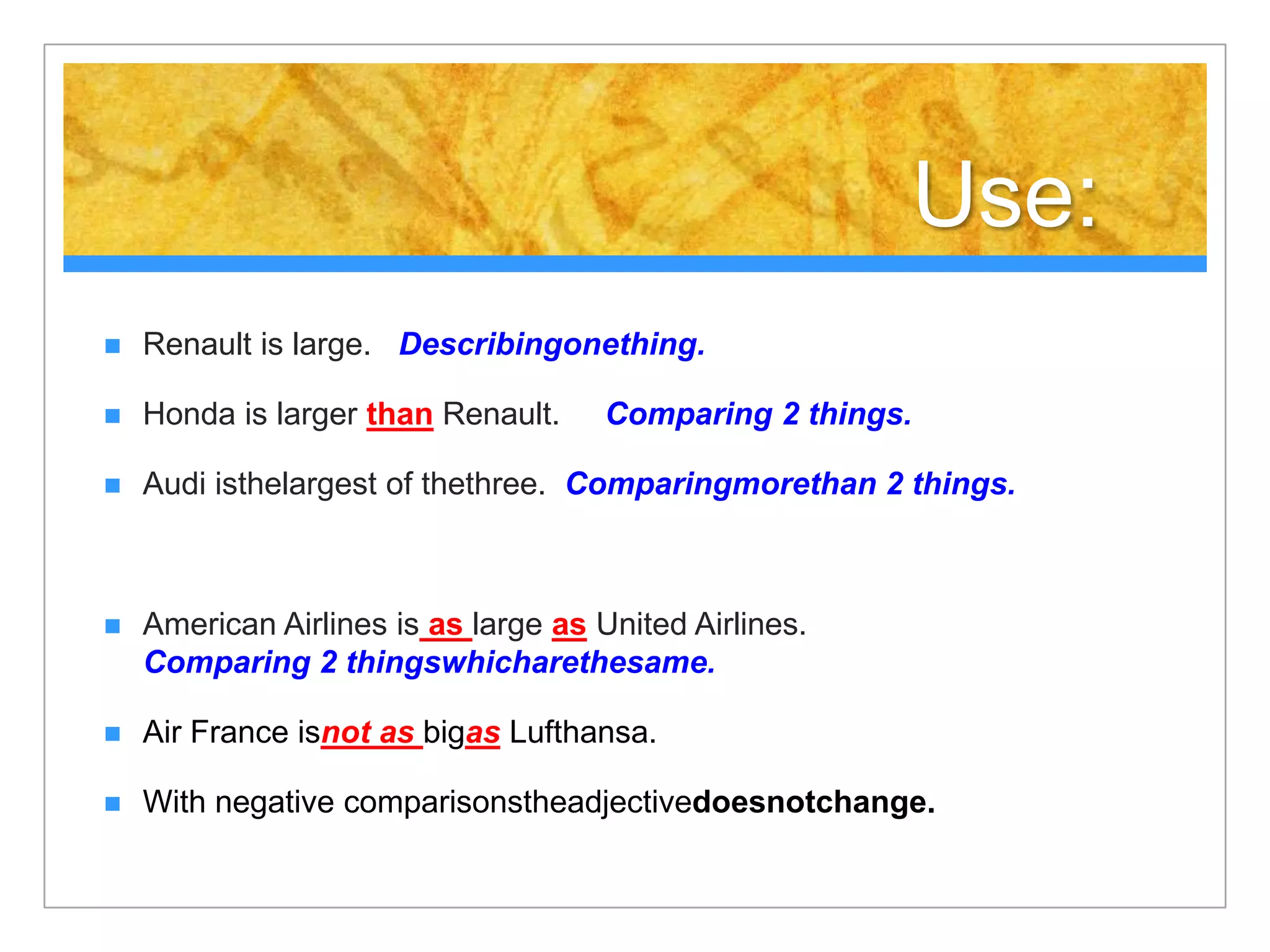 Comparatives adjectives | PPTX