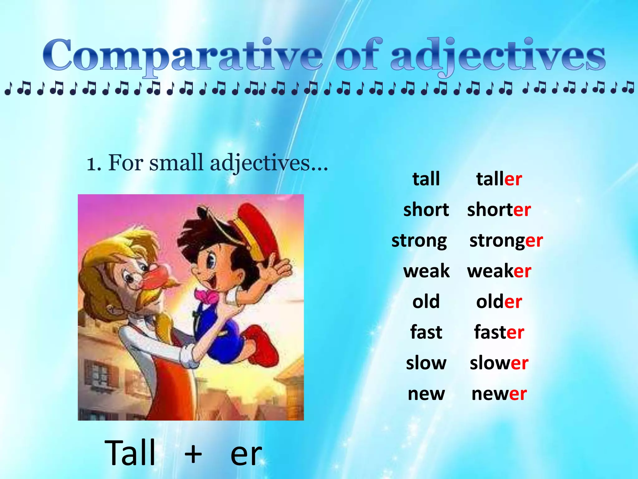 Comparatives and common adjectives in English for young learners | PPSX