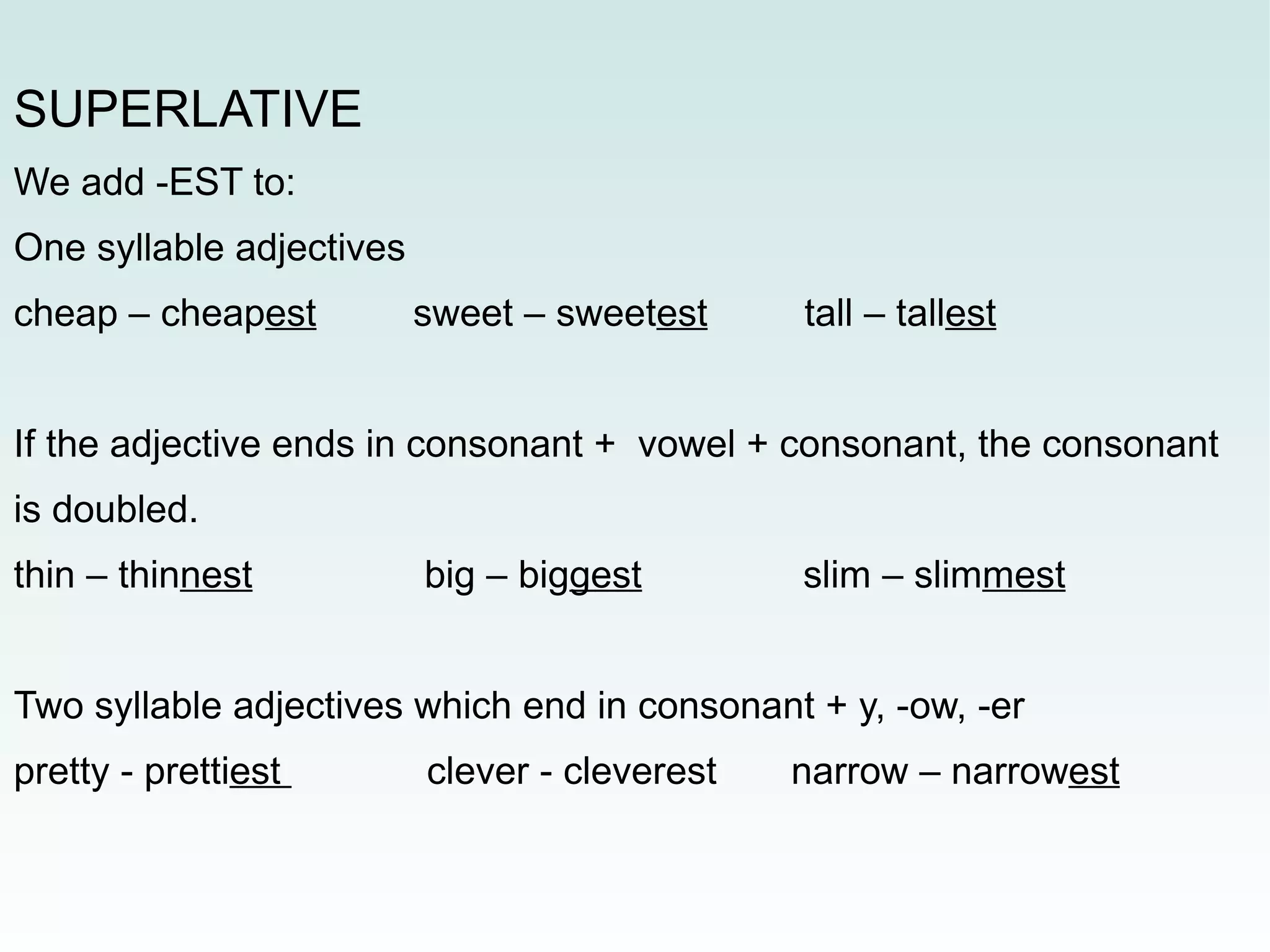 Comparatives and superlatives | ODP