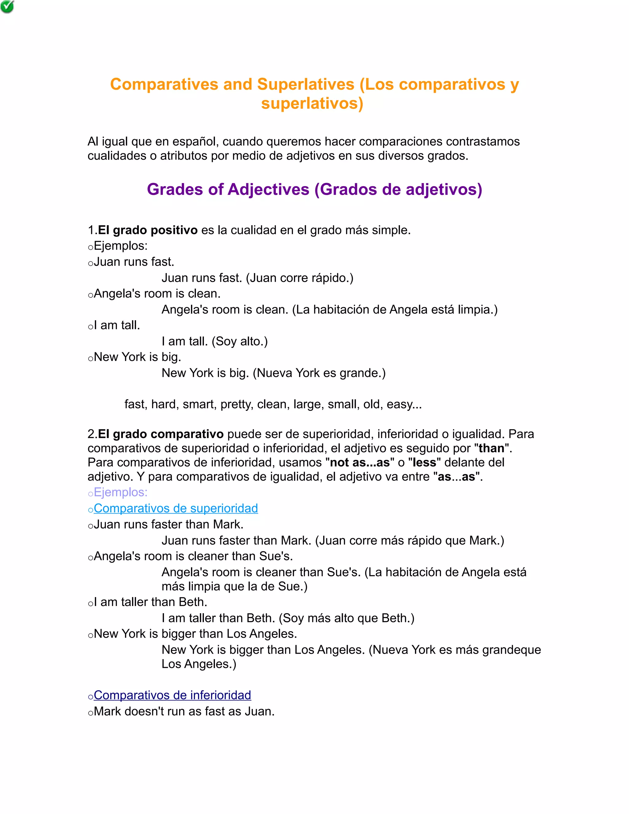 Comparatives and superlatives | ODT