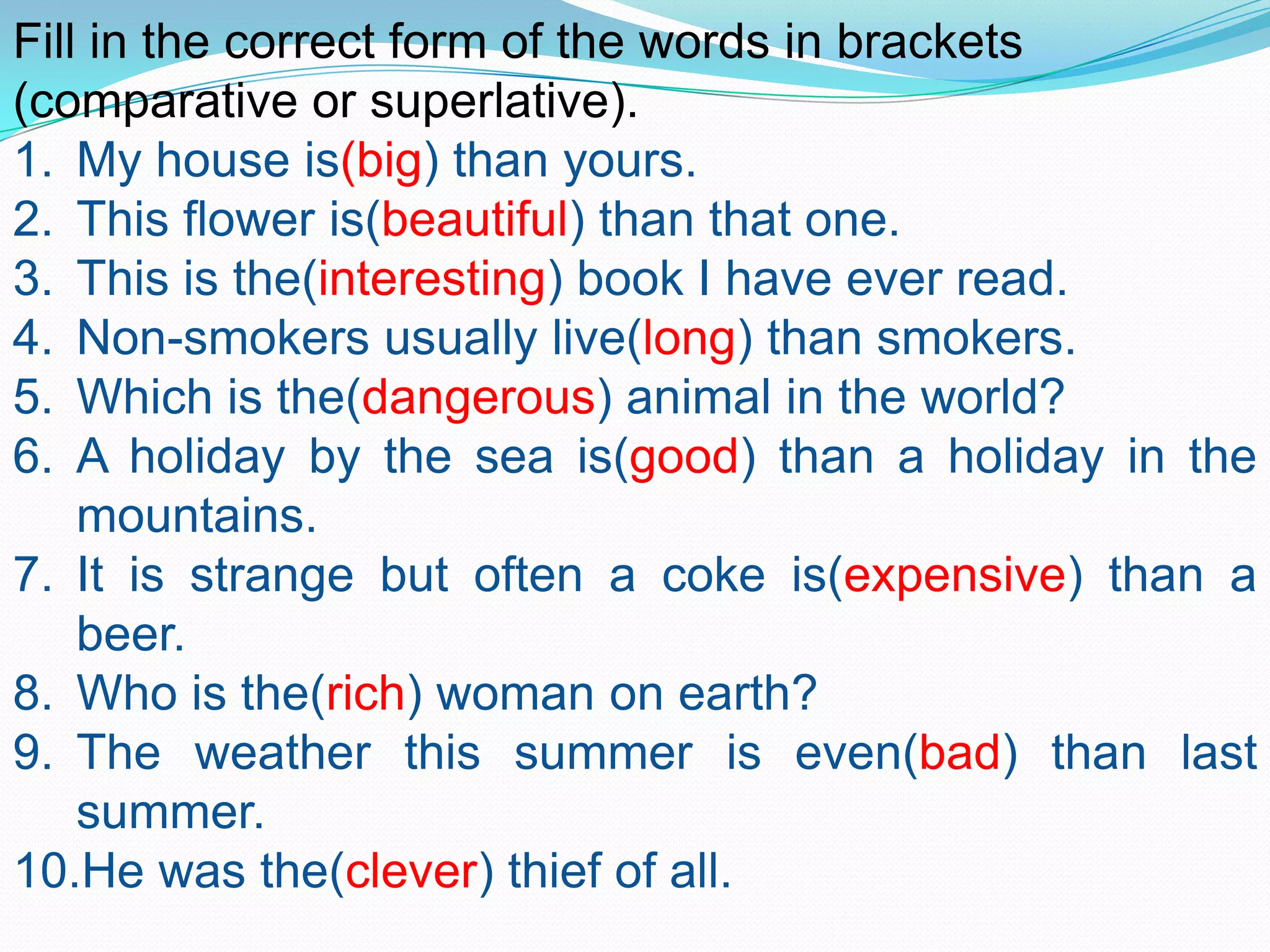 Comparatives and superlatives | PPTX