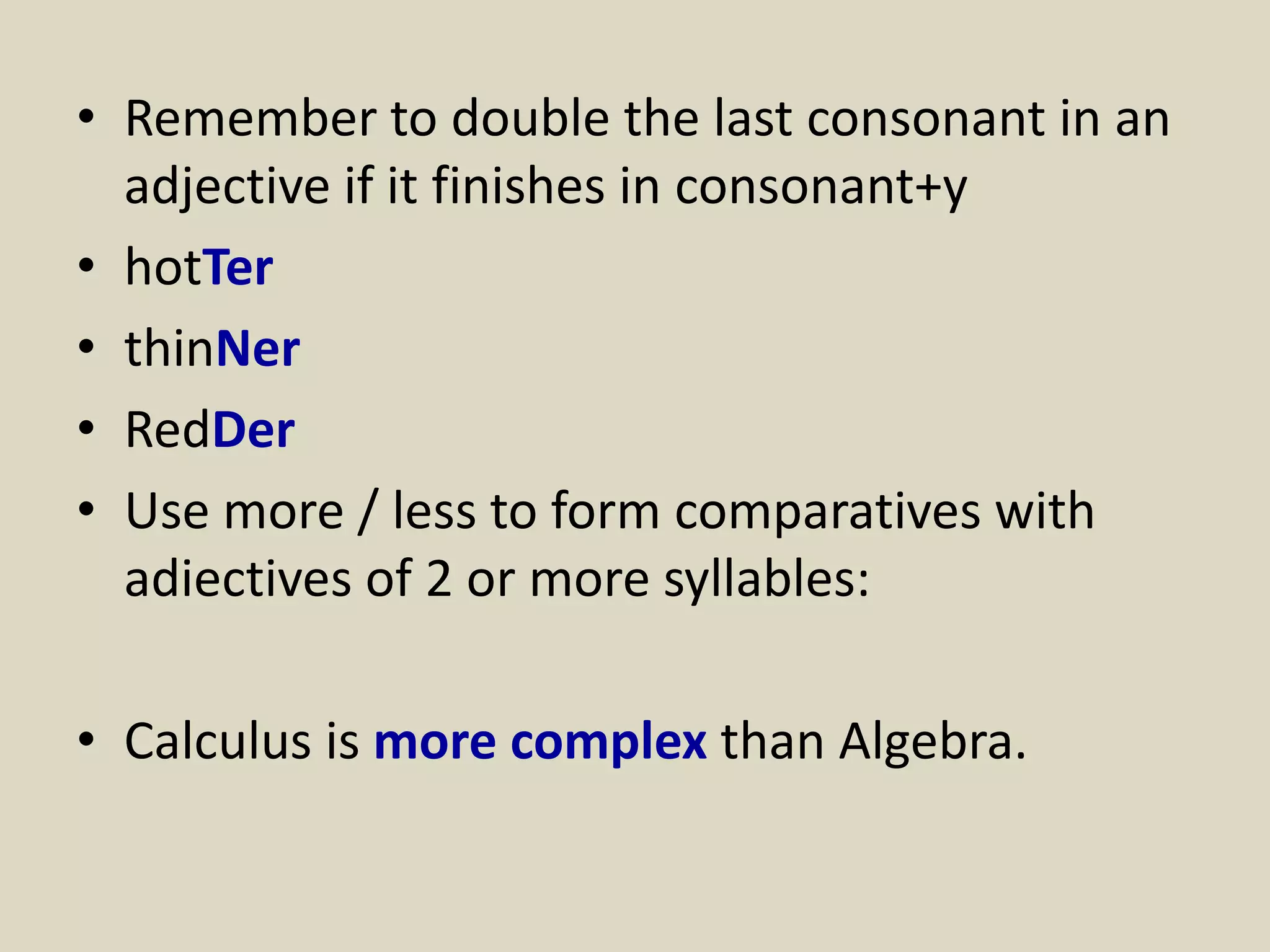 presentation and practice on Comparatives and superlatives | PPTX