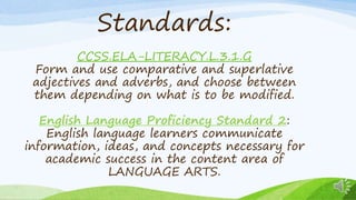 Comparatives and Superlatives Lesson for 3rd Grade ESL Students | PPTX