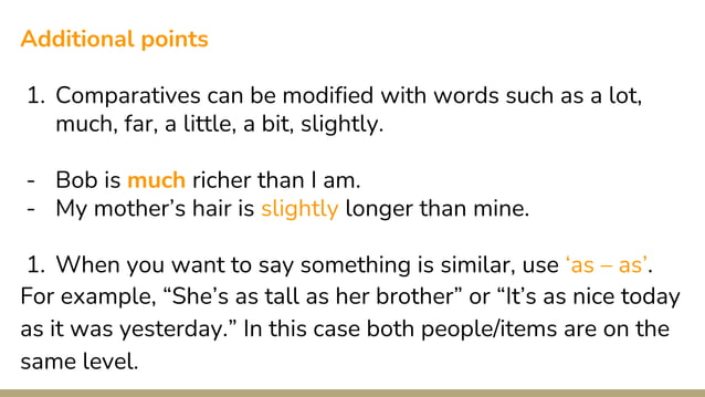 Comparatives and superlatives + as ... as much less | PPTX