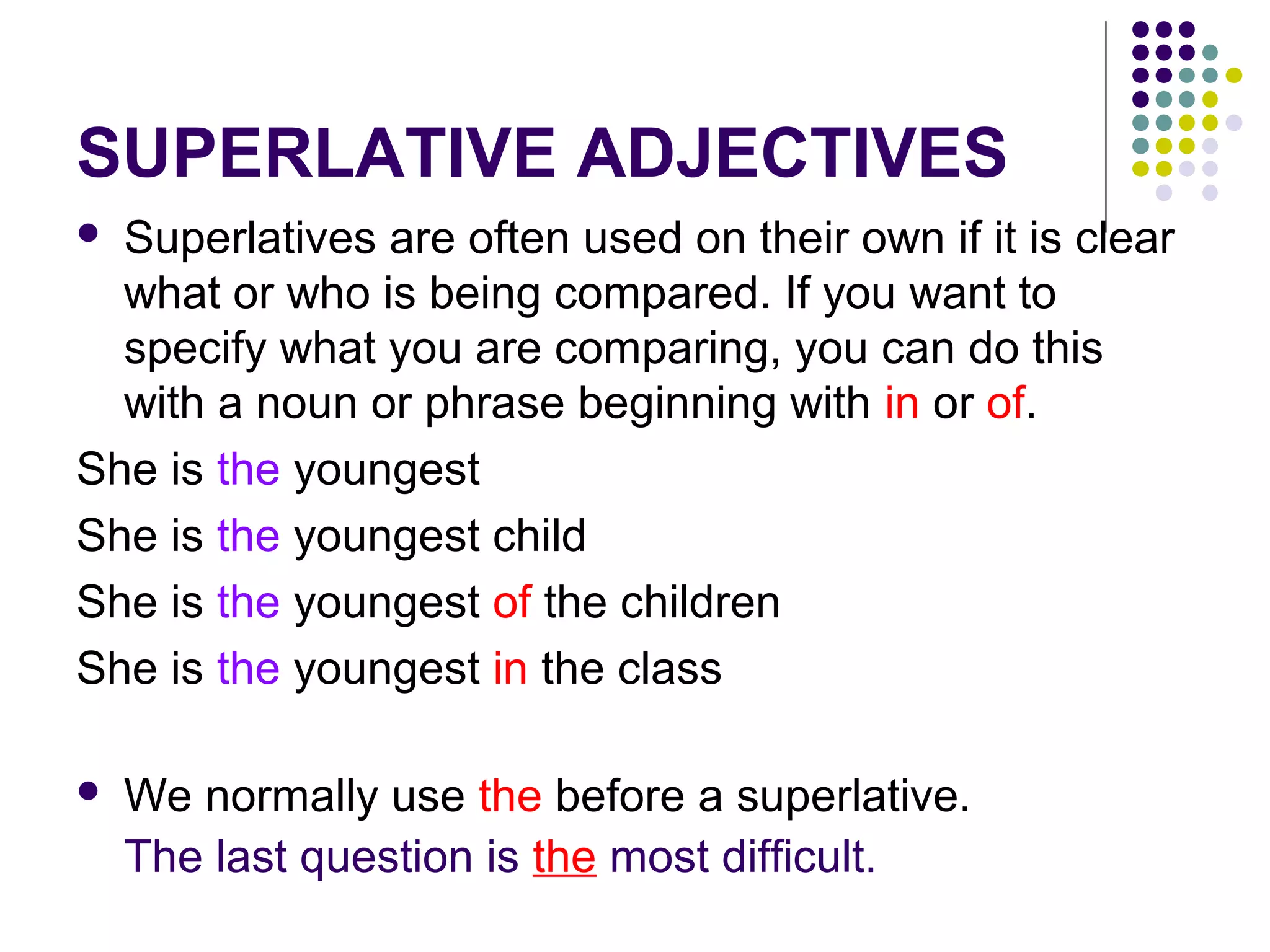Comparative and Superlative Adjectives | PPT