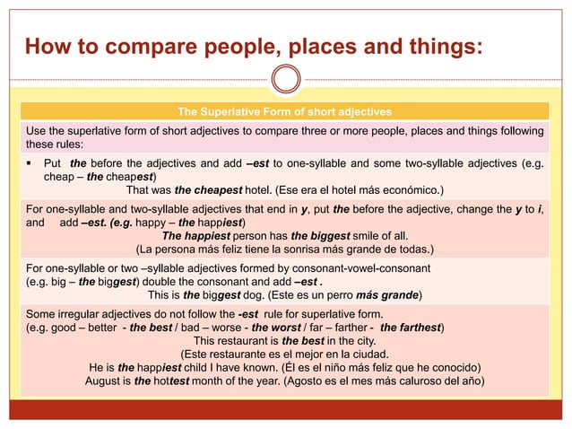 Comparatives and superlatives forms of adjectives in English | PPT