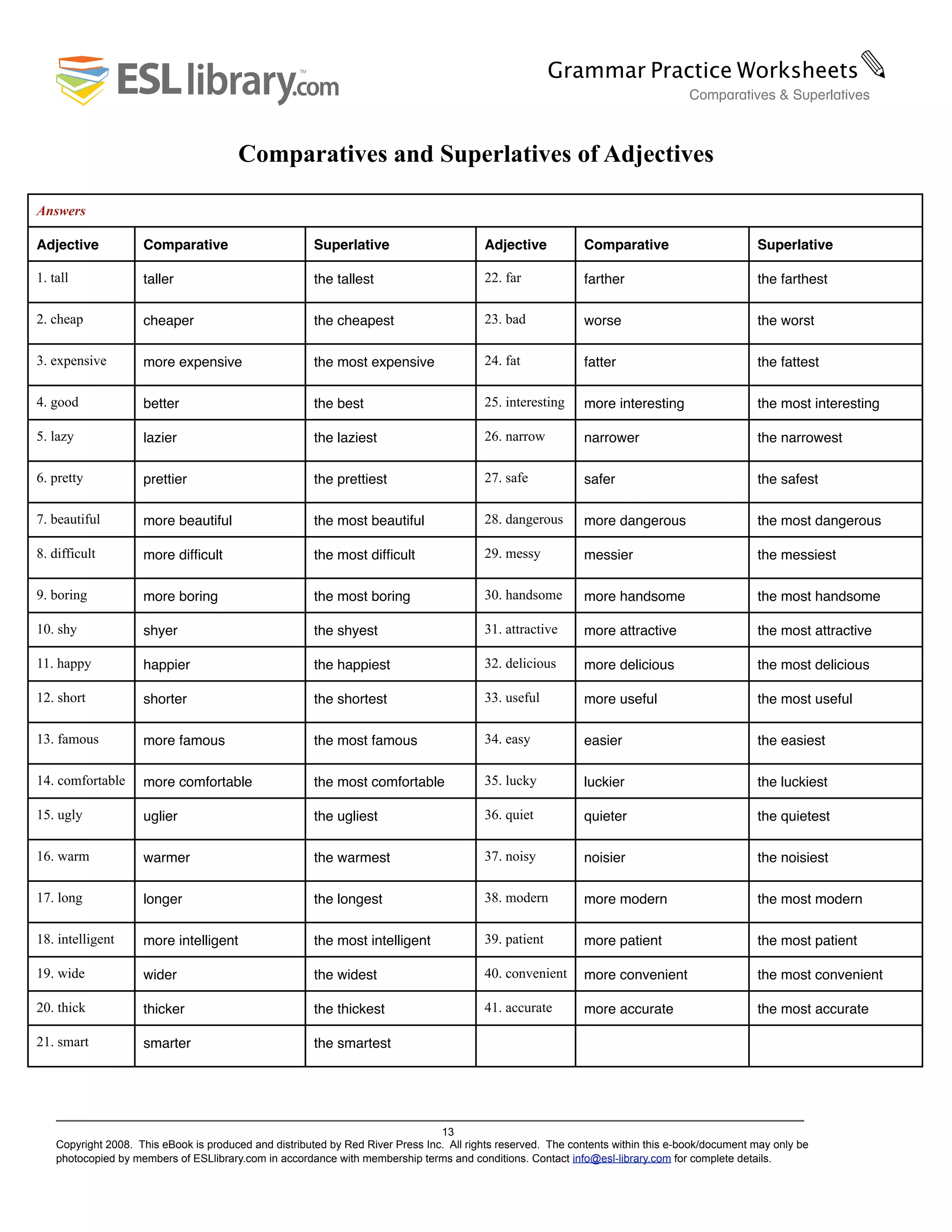 Comparatives superlatives worksheet_with_answers | PDF