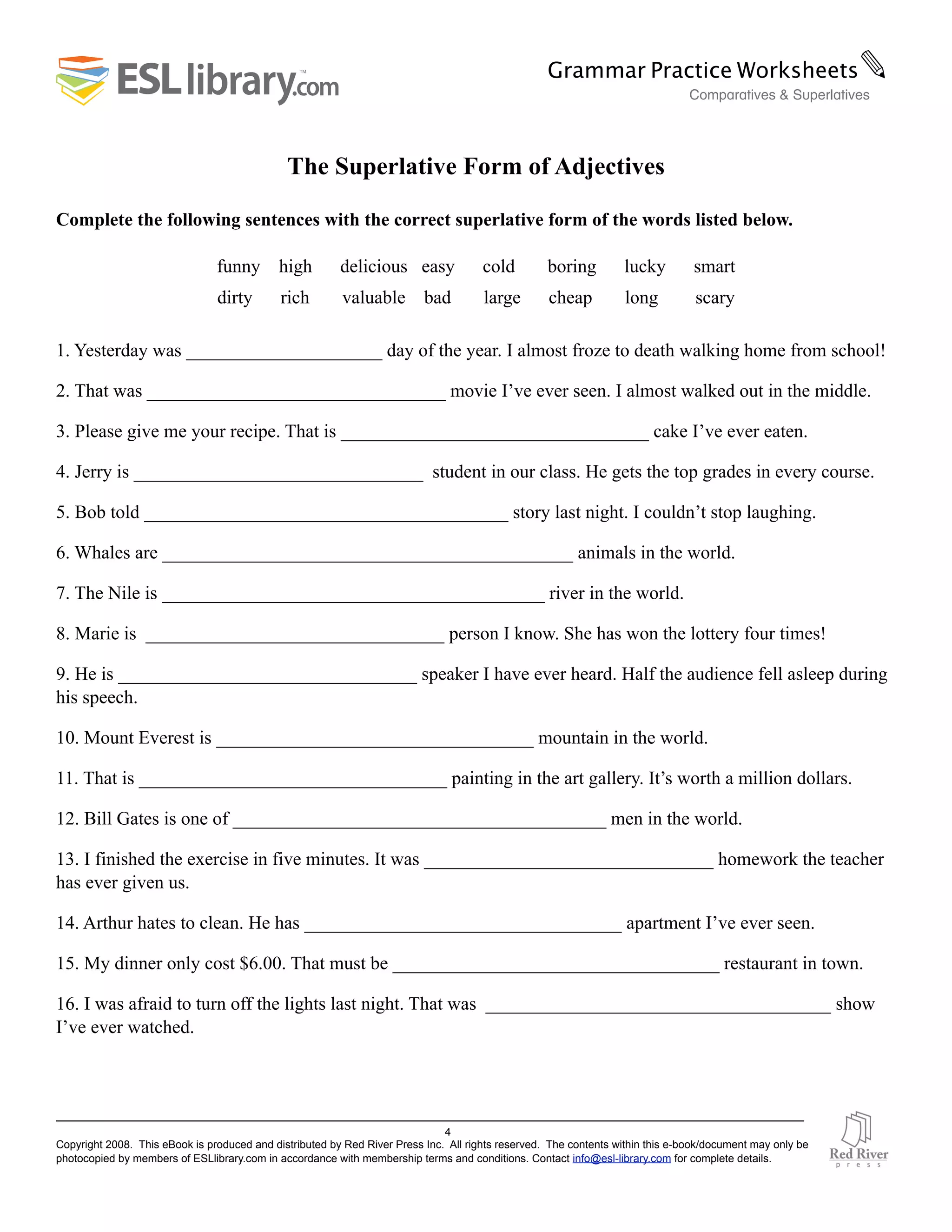 Comparatives superlatives worksheet_with_answers | PDF