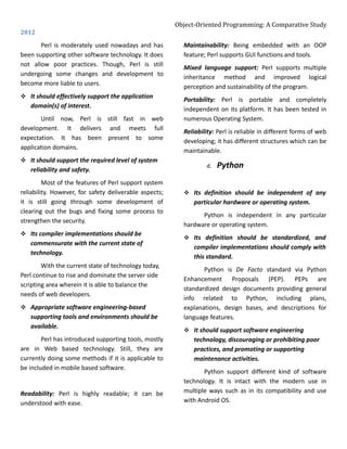 OOP Comparative Study | PDF