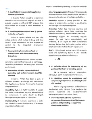 OOP Comparative Study | PDF
