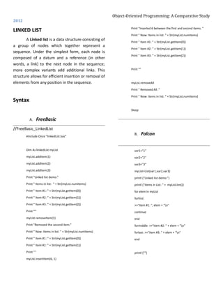 OOP Comparative Study | PDF