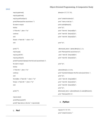 OOP Comparative Study | PDF