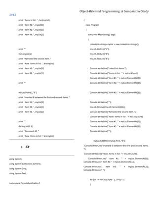 OOP Comparative Study | PDF