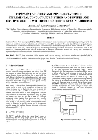 Comparative study and implementation of incremental conductance method and perturb and observe ...