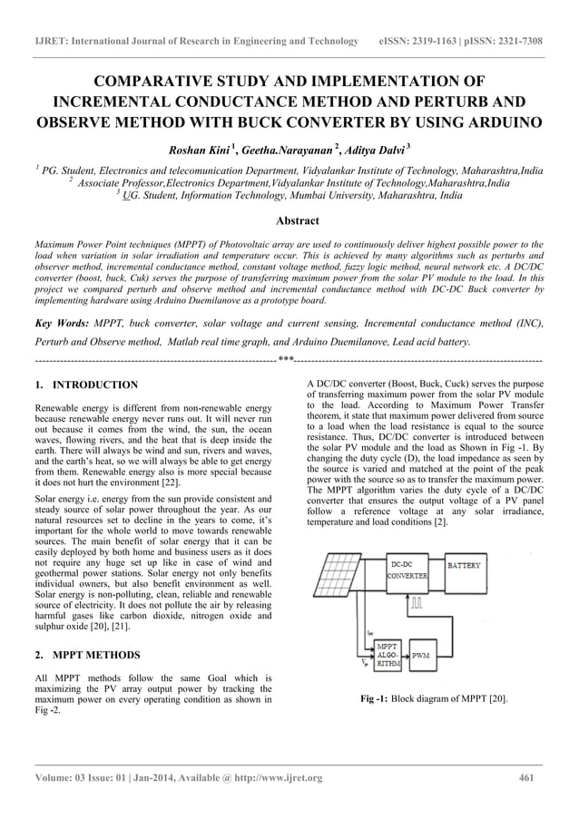 Comparative study and implementation of incremental conductance method and perturb and observe ...