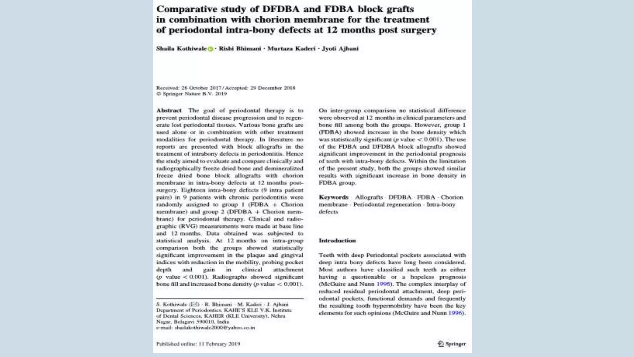 Comparative study of DFDBA and FDBA block grafts.pptx | Bone and Joint ...