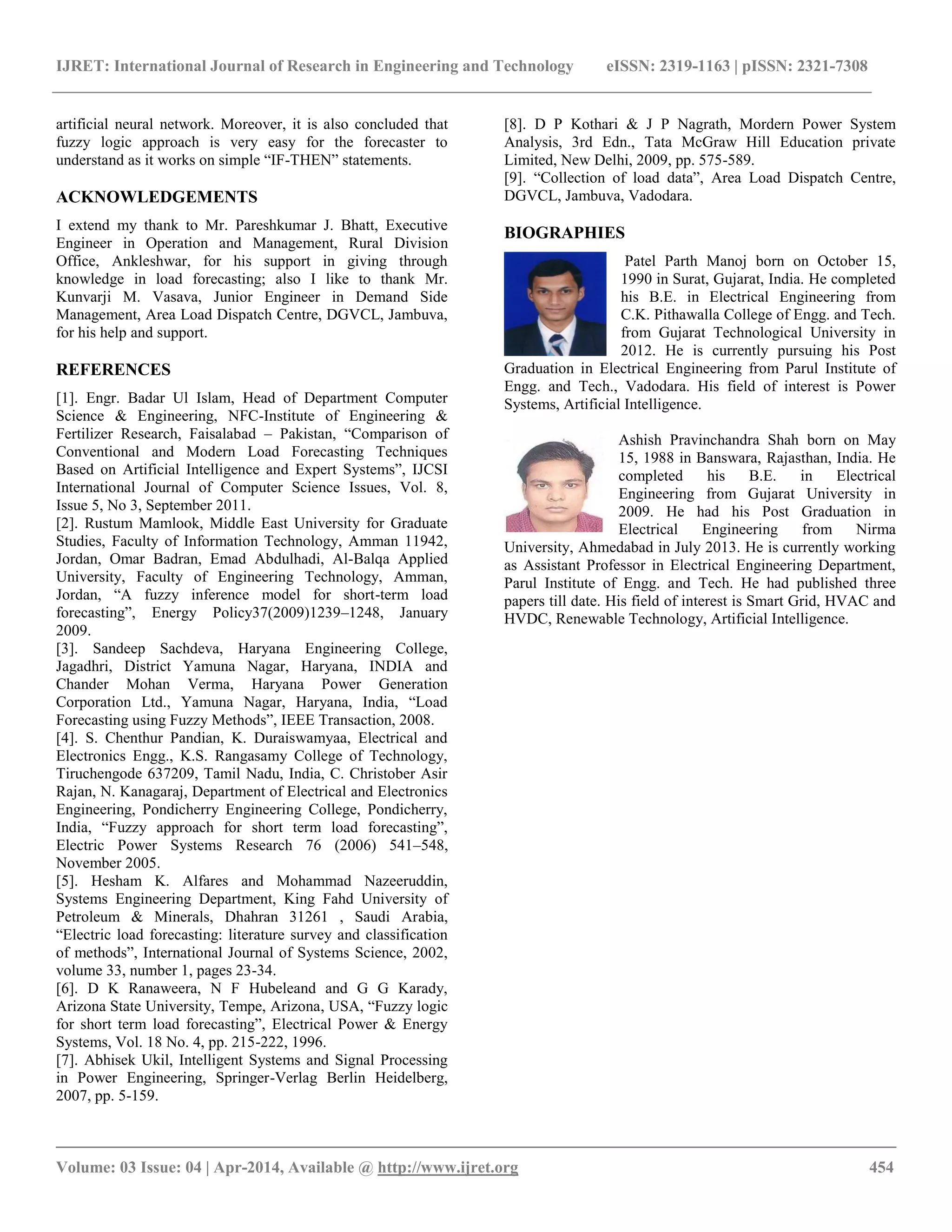 Comparative study of fuzzy logic and ann for short term load forecasting | PDF