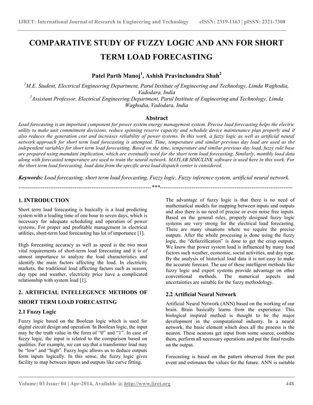 Comparative study of fuzzy logic and ann for short term load forecasting | PDF