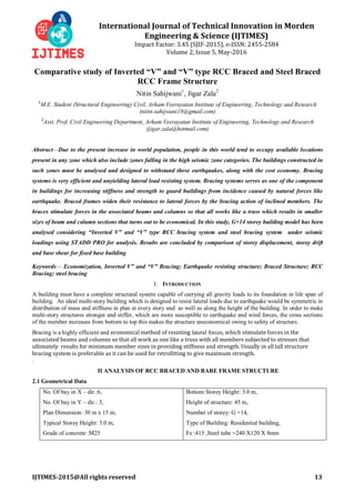 Comparative study of inverted “v” and “v” type rcc braced and steel ...