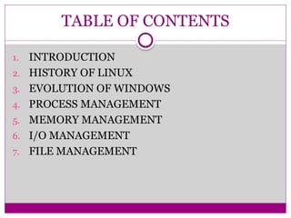 Comparative study of Linux and Windows | PPTX
