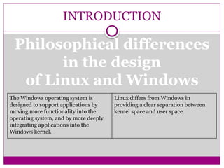 Comparative study of Linux and Windows | PPTX