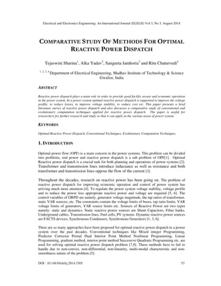 Comparative study of methods for optimal reactive power dispatch | PDF
