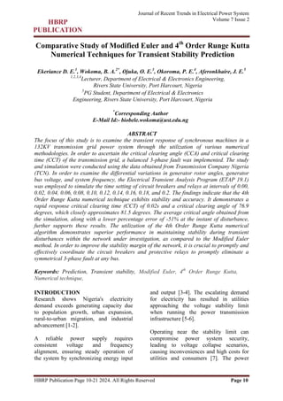 Comparative Study of Modified Euler and 4th Order Runge Kutta Numerical Techniques for Transient ...