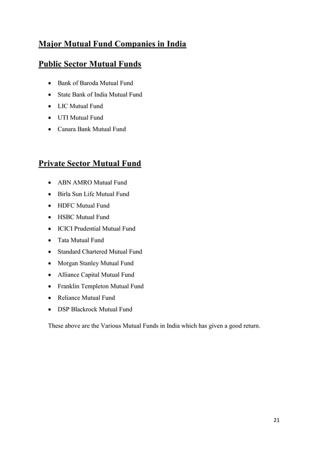Comparative study of mutual funds in india | PDF | Mutual Funds ...