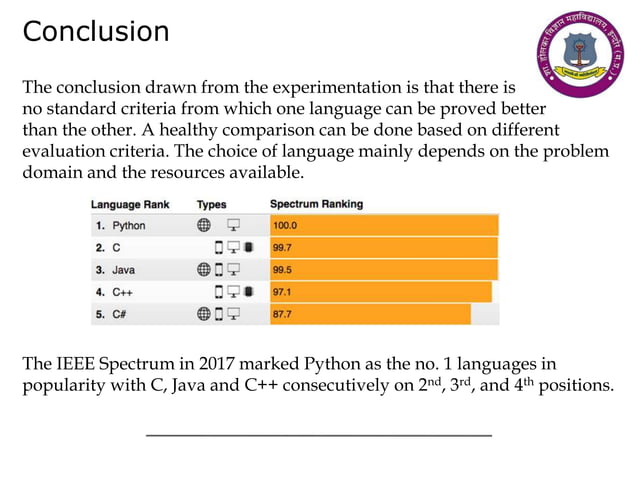 Comparative study of programming languages | PPTX | Programming Languages | Computing