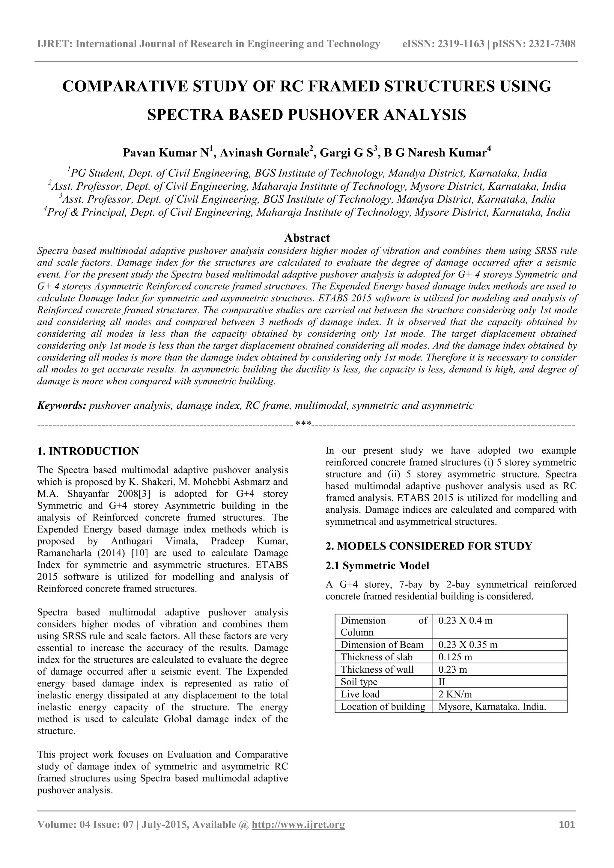 Comparative study of rc framed structures using spectra based pushover analysis | PDF