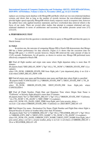Comparative study of relational and non relations database performances using oracle and mongodb ...