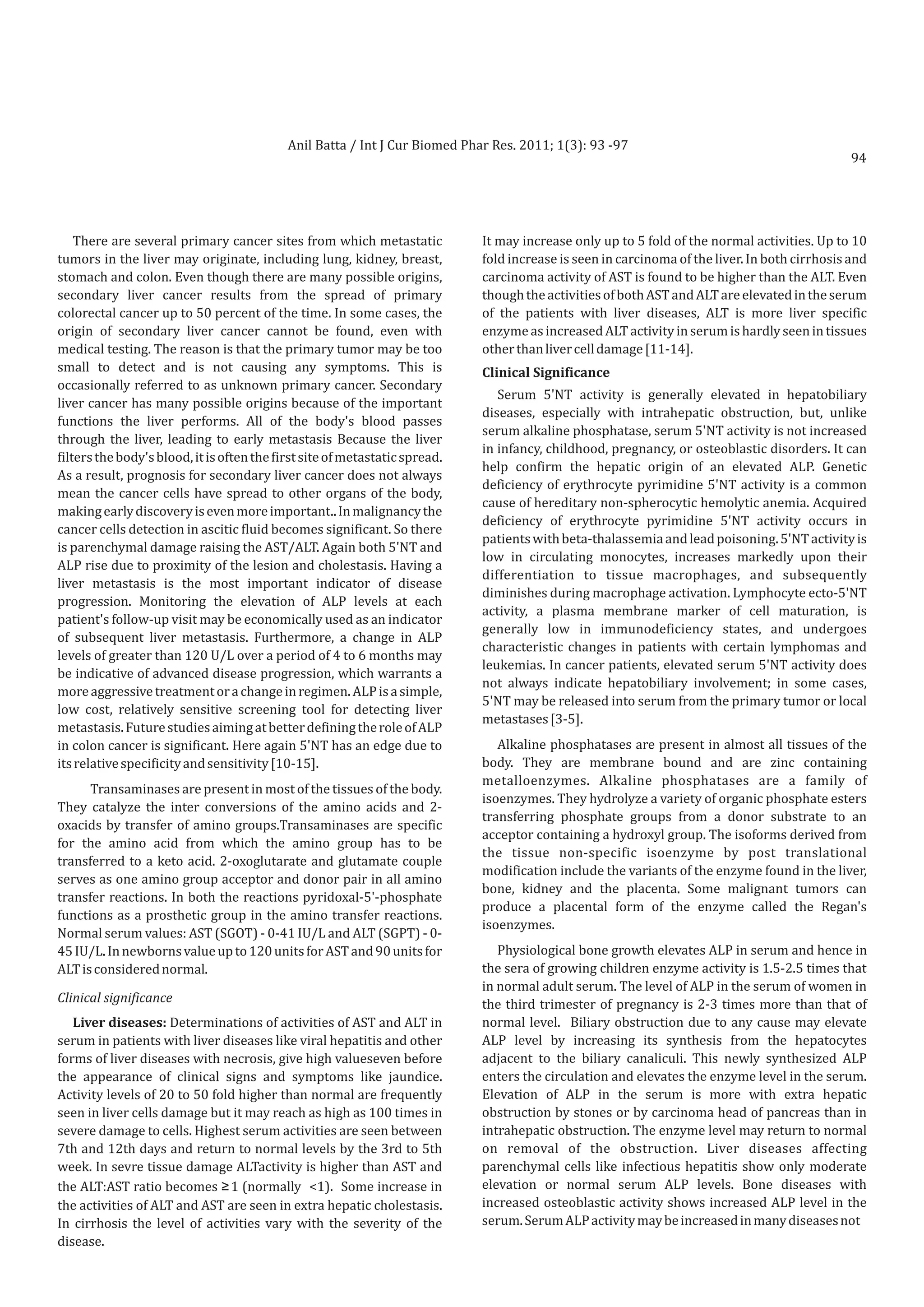 Comparative study of serum 5' nucleotidase,alkaline phosphatase ,alt ...