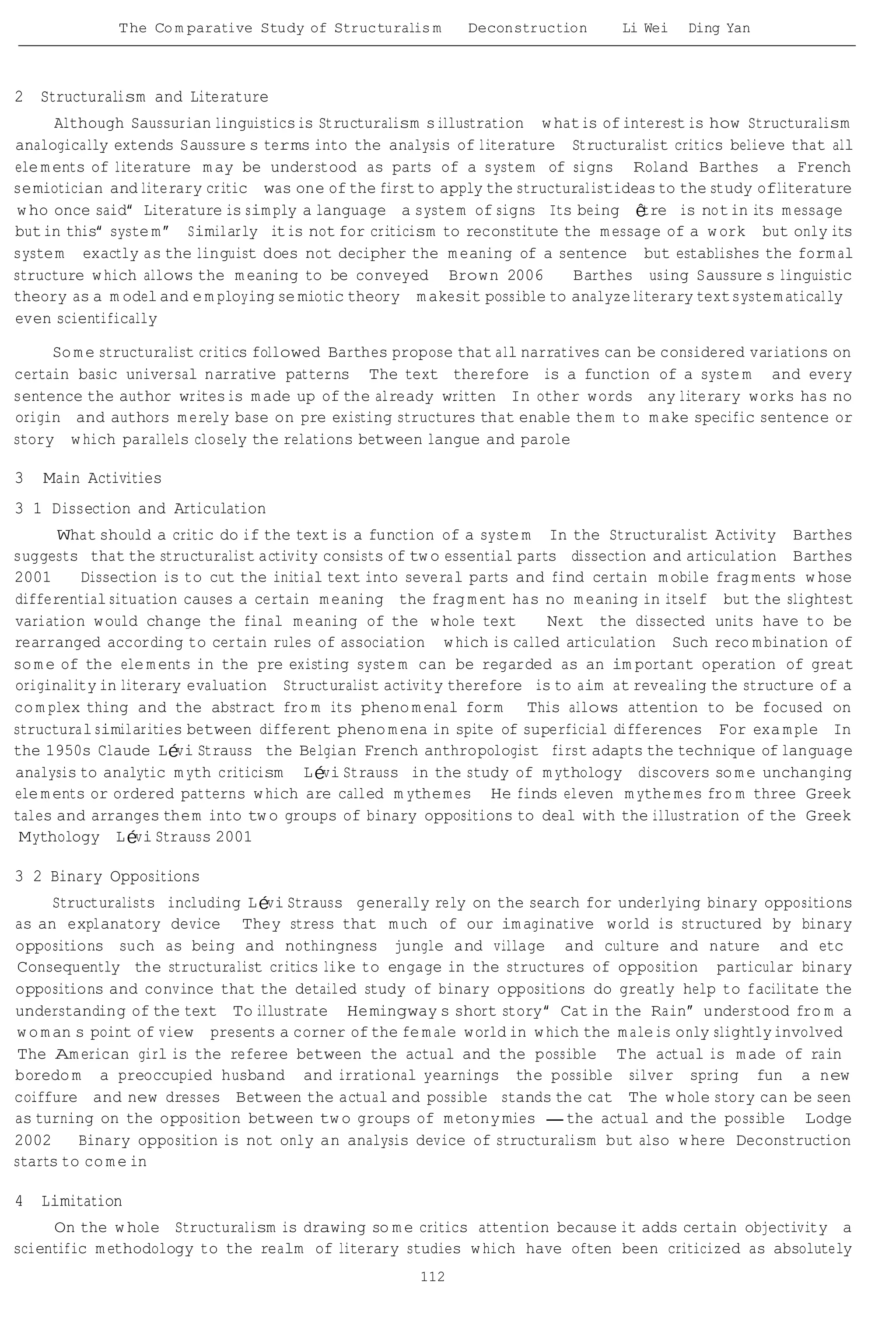 Comparative study of structuralism & deconstruction | PDF