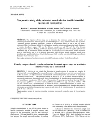 Comparative study of the estimated sample size for benthic intertidal ...