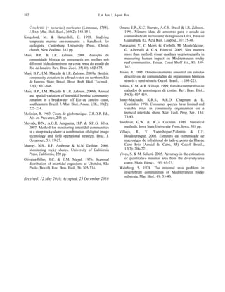 Comparative study of the estimated sample size for benthic intertidal ...