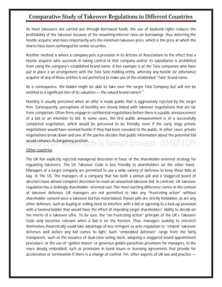 Comparative study of the takeover regulations prevailing in different ...