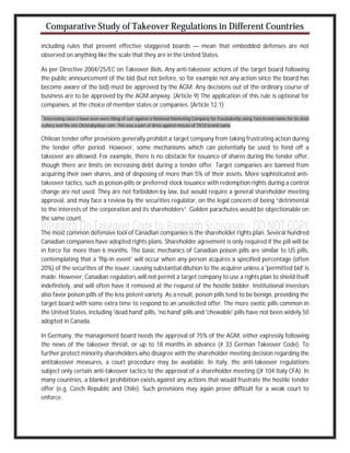 Comparative study of the takeover regulations prevailing in different ...