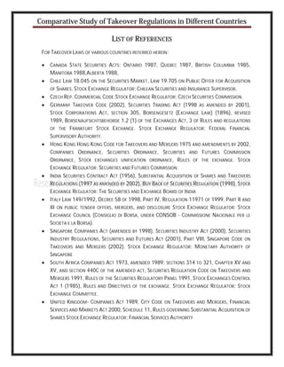 Comparative study of the takeover regulations prevailing in different ...