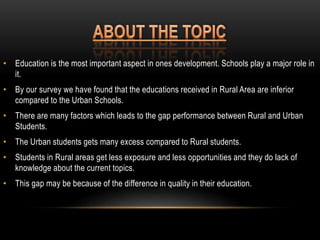 Comparative study on higher education in rural and urban area in ...